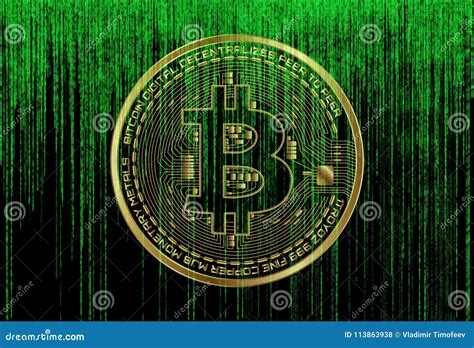 Bitcoin Symbol On Futuristic Green Matrix Background BTC Digital