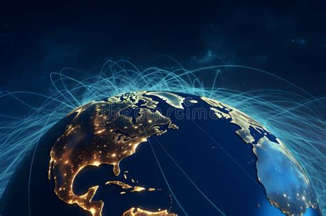 Connecting Beams Lines Around The Globe Global Network Concept