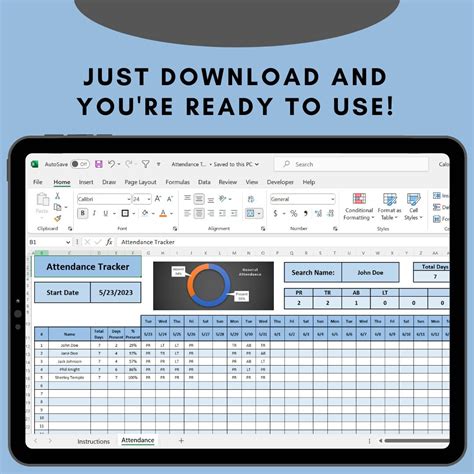 Attendance Tracker Excel Spreadsheet Employee Attendance Tracker Attendance Record Attendance