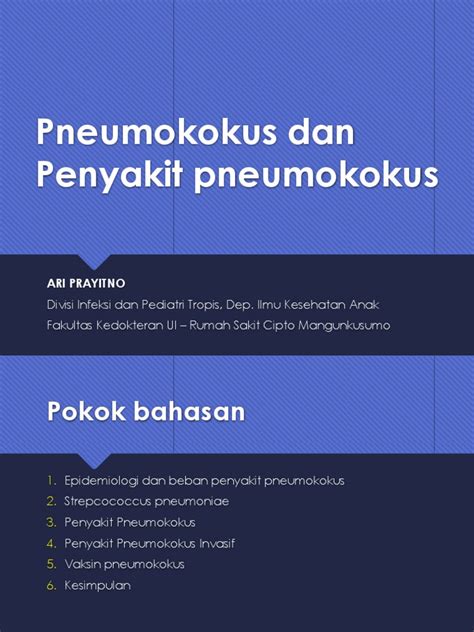 Pneumokokus Dan Penyakit Pneumokokus Ari Prayitno Pdf Pneumonia