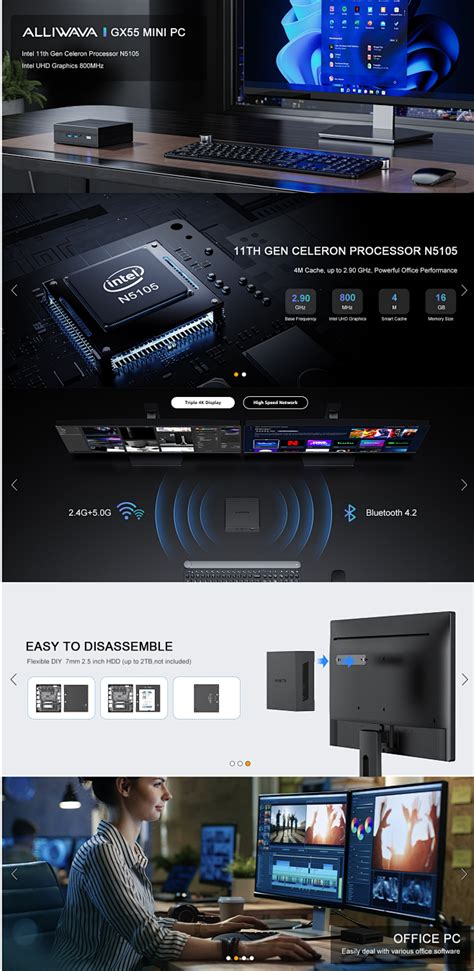 Amazon Com Alliwava Gx Mini Pc Intel Th Gen N Up To Ghz Intel Uhd Graphics Mini