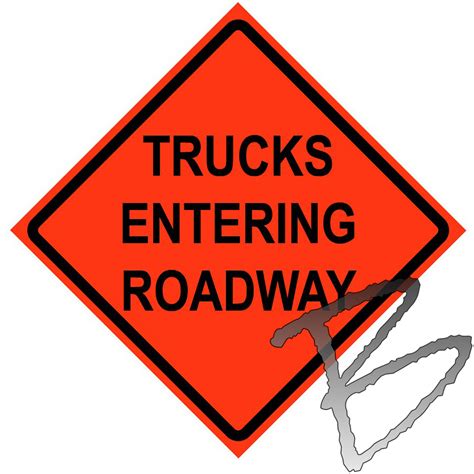 Dicke Safety 48 Mesh Roll Up Road Sign Trucks Entering Roadway Roll