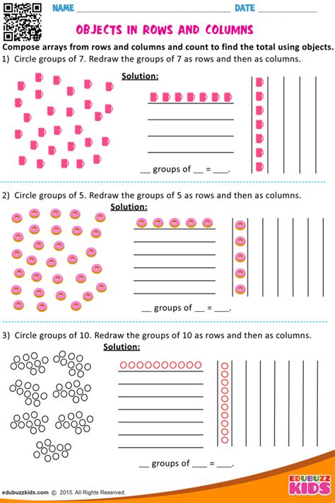 Objects In Rows And Columns Dot Cards Math Multiplication Worksheets