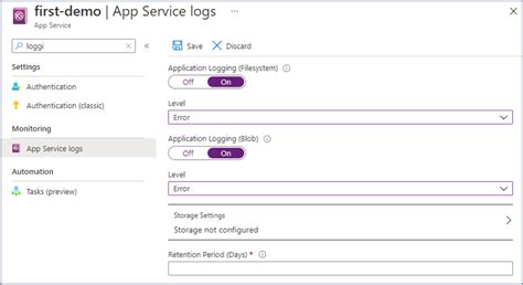 the code blogger azure app service logging
