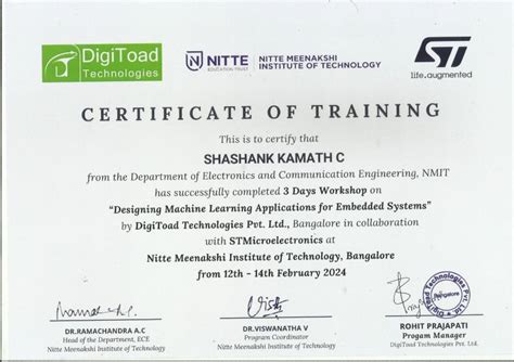 Im Excited To Announce That Ive Completed A Three Day Workshop On Shashank Kamath C