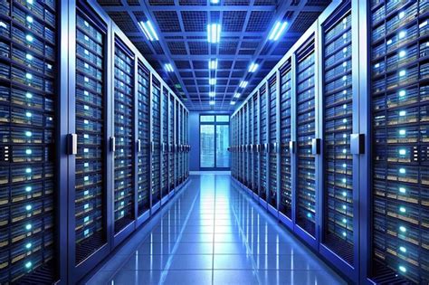 Premium Photo Server Racks In Computer Network Security Server Room Data Center 3d Render Dark