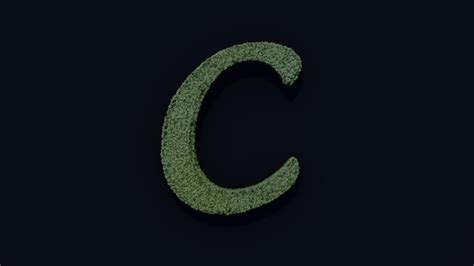 잔디 글자 C 알파 ⁇ 의 3d 디자인 대문자 텍스트 녹색 글 ⁇ 고립 된 ⁇ 색 배경 프리미엄 사진