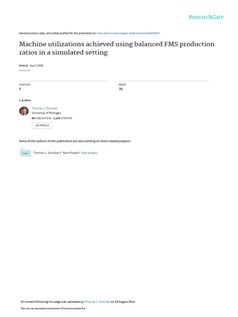 Machine Utilizations Achieved Using Balanced Fms Pdf Simulation Sampling Statistics