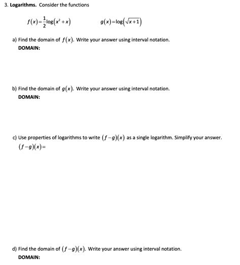 Solved 3 Logarithms Consider The Functions Chegg Com