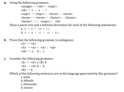 Solved A ﻿using The Following Grammarshow A Parse Tree And