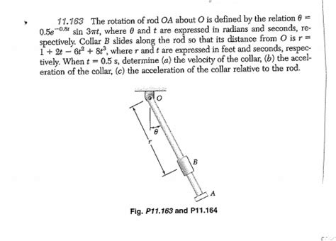 Solved The Rotation Of Rod OA About O Is Defined By The Chegg Com