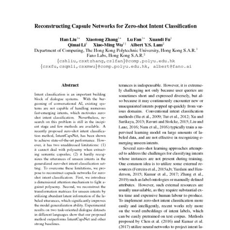 Reconstructing Capsule Networks For Zero Shot Intent Classification