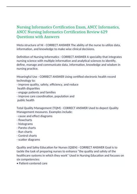 Nursing Informatics Certification Exam Ancc Informatics Ancc Nursing