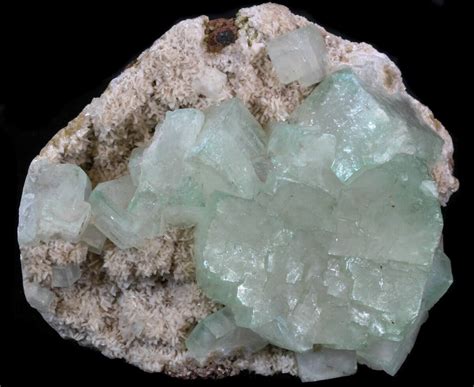 Green Apophyllite Crystals On Zeolites India 34066 For Sale