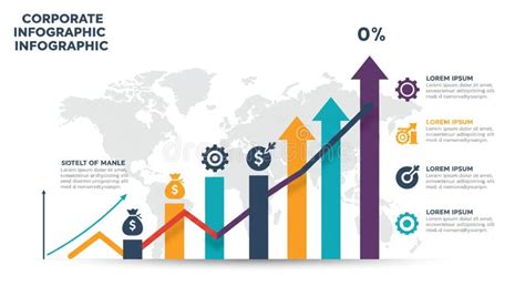 Corporate Infographic Featuring A Bar Chart With Ascending Columns Each In Different Colors