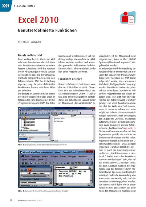 Excel 2010 Benutzerdefinierte Funktionen Westermann