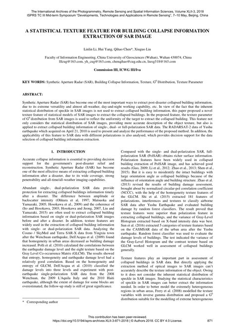 Pdf A Statistical Texture Feature For Building Collapse Information