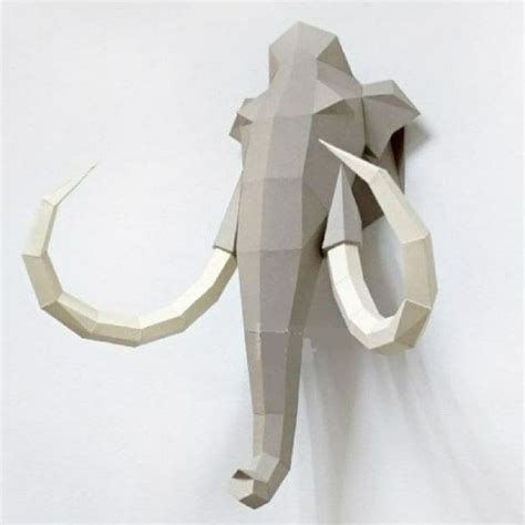 ساختنی دیوارکوب ماموت دانلود الگو ساخت مجسمه مقوایی اوریگامی سه بعدی