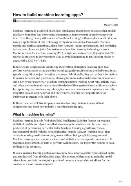 How To Build Machine Learning Appspdf