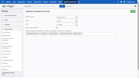 listview edits vtiger experts