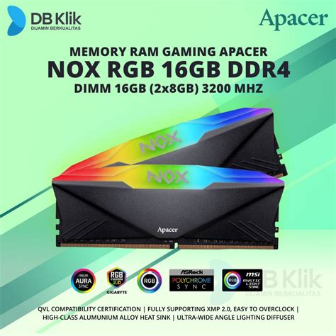 Memory Ram Gaming Apacer Nox Rgb Ddr4 Dimm 16gb 2x8gb 3200 Mhz Shopee Indonesia