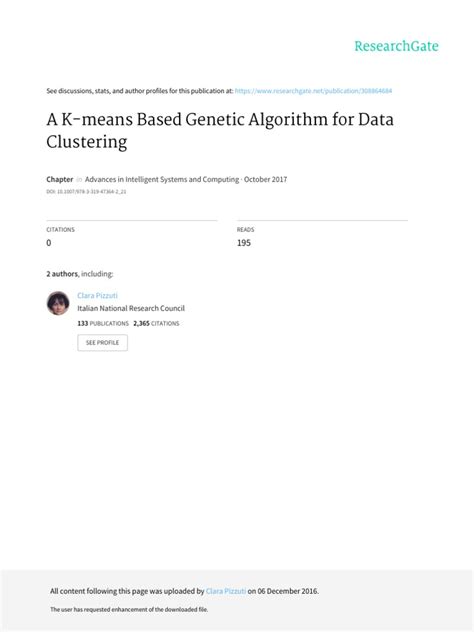 A K Means Based Genetic Algorithm For Data Clustering Advances In