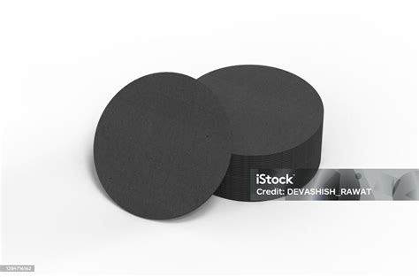 흰색 배경에 누워 빈 검은 맥주 코스터 모형 디자인 프리젠 테이션에 대한 준비 3d 일러스트 공란에 대한 스톡 사진 및 기타 이미지 Istock