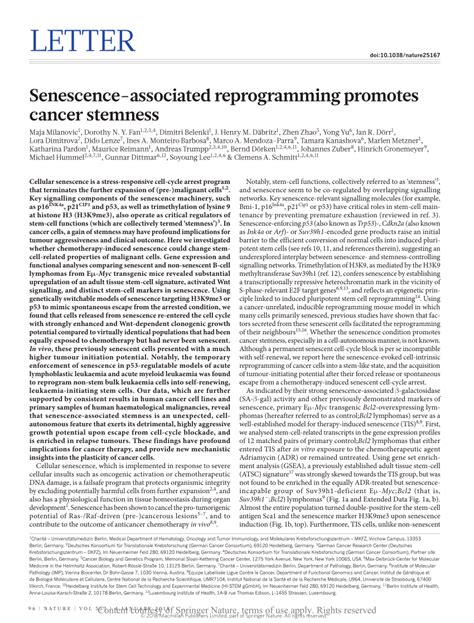 Senescence Associated Reprogramming Promotes Cancer Stemness Request Pdf