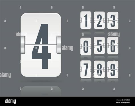 Vector Template With Flip Scoreboard Numbers And Reflections Floating On Different Height For