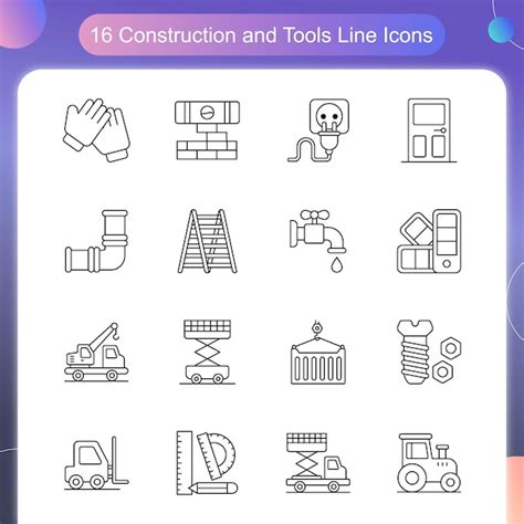 Premium Vector Construction And Tools Vector Outline Icon Set 01