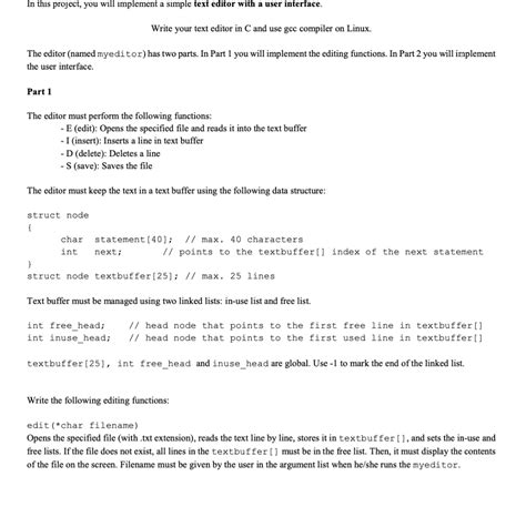 Solved In This Project You Will Implement A Simple Text Chegg