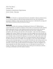 Experiment Identification Of Eight Solutions Pdf Name Grace Bassey Chemistry L