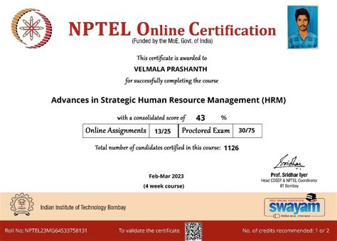 Velmala Prashanth On Linkedin Iitbombay Nptel Hrmanagement