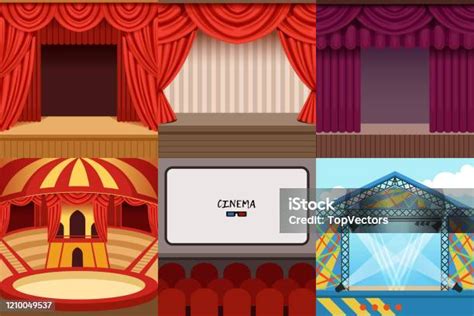 극장 영화관 서커스 콘서트 무대 세트 쇼 배경 디자인 요소 벡터 일러스트 0명에 대한 스톡 벡터 아트 및 기타 이미지 0명 Theatrical Performance