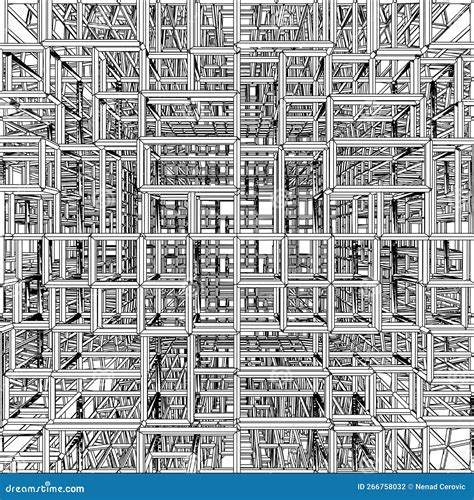 Abstract Construction Structure Vector Illustration Isolated On White Background Stock Vector