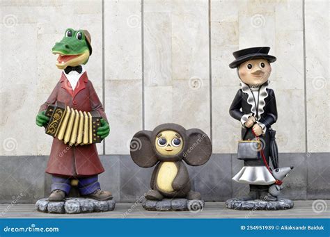 Soviet Cartoon Characters Cheburashka Crocodile Gena Old Woman