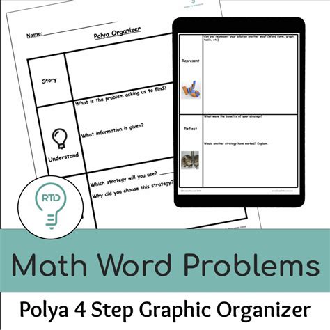 Word Problem Solving Activity Polya 4 Step Graphic Organizer