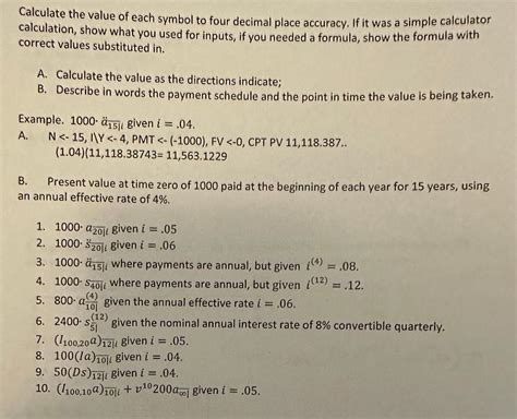 Calculate The Value Of Each Symbol To Four Decimal