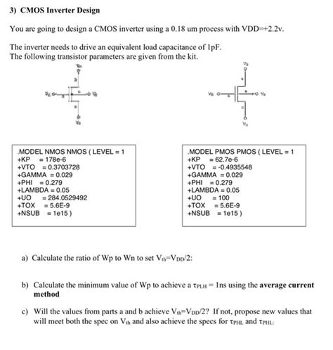 CMOS Inverter Design You Are Going To Design A Chegg