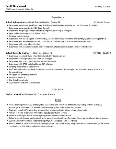 Splunk Resume Samples Velvet Jobs