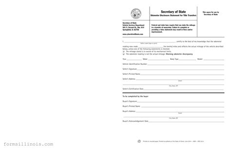 Odometer Statement For Illinois Template ≡ Fillable Pdf Form