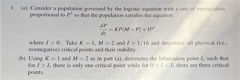 Solved A ﻿consider A Population Governed By The Logistic