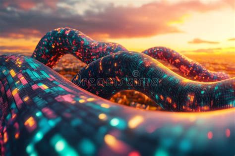 Glowing Orange And Blue Fiber Optic Cables Against A Sunset Background Symbolizing Fast Data