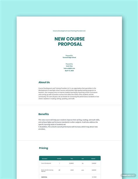Class Proposal Template