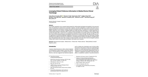 Leveraging Patient Preference Information In Medical Device Clinical Trial Design