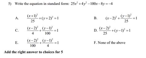 Solved 5 Write The Equation In Standard Form Chegg Com