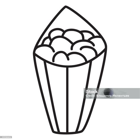 손으로 그린 만화 일러스트 레이 션의 음식 낙서 스타일의 종이 컵 줄무늬가있는 팝콘 0명에 대한 스톡 벡터 아트 및 기타 이미지 0명 가방 낙서 드로잉 Istock