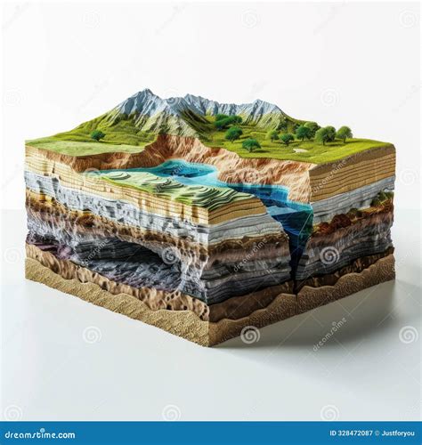 Geological Cross Section Of Rock Layers Royalty Free Stock Image