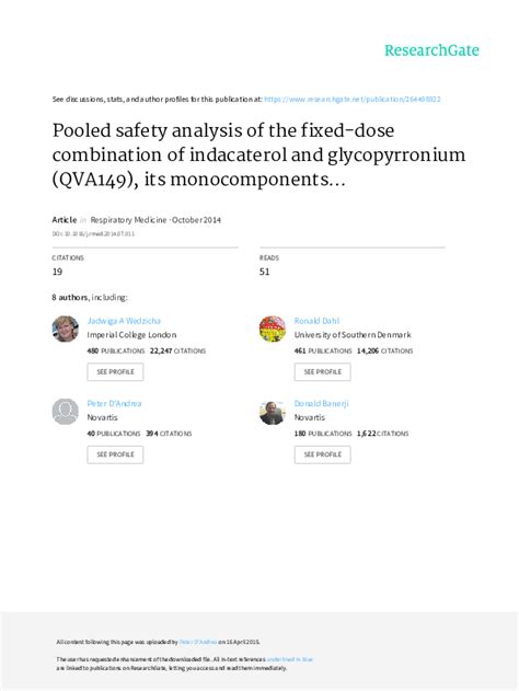 Pdf Pooled Safety Analysis Of The Fixed Dose Combination Of