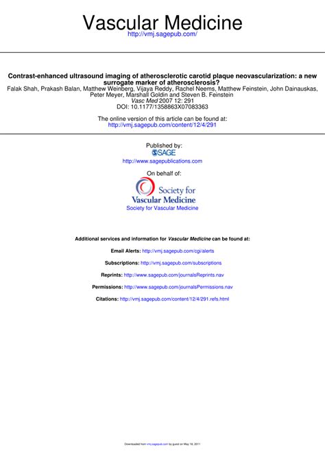Pdf Contrast Enhanced Ultrasound Imaging Of Atherosclerotic Carotid Plaque Neovascularisation